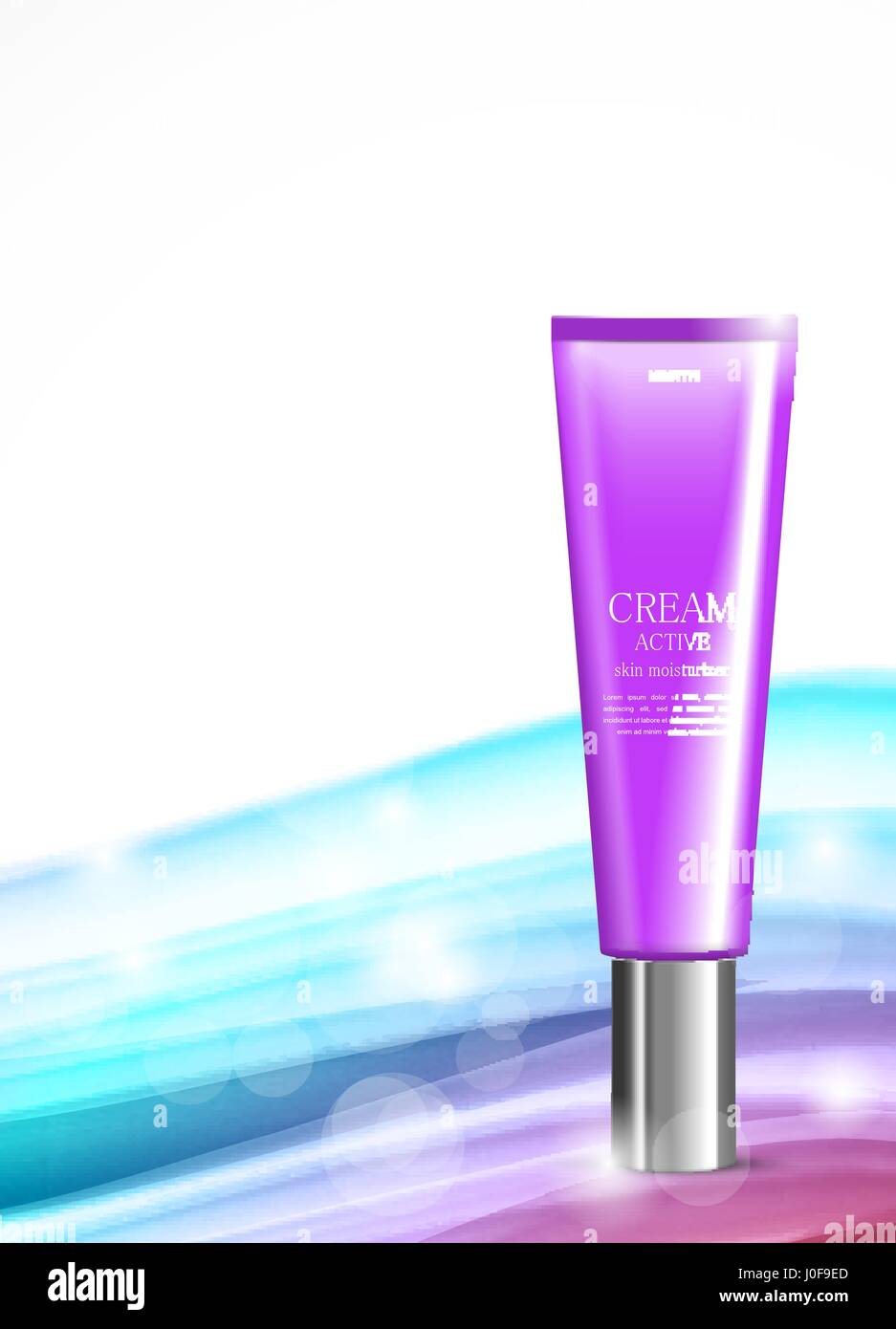 Skin moisturizer cosmetic light design template with purple realistic ...