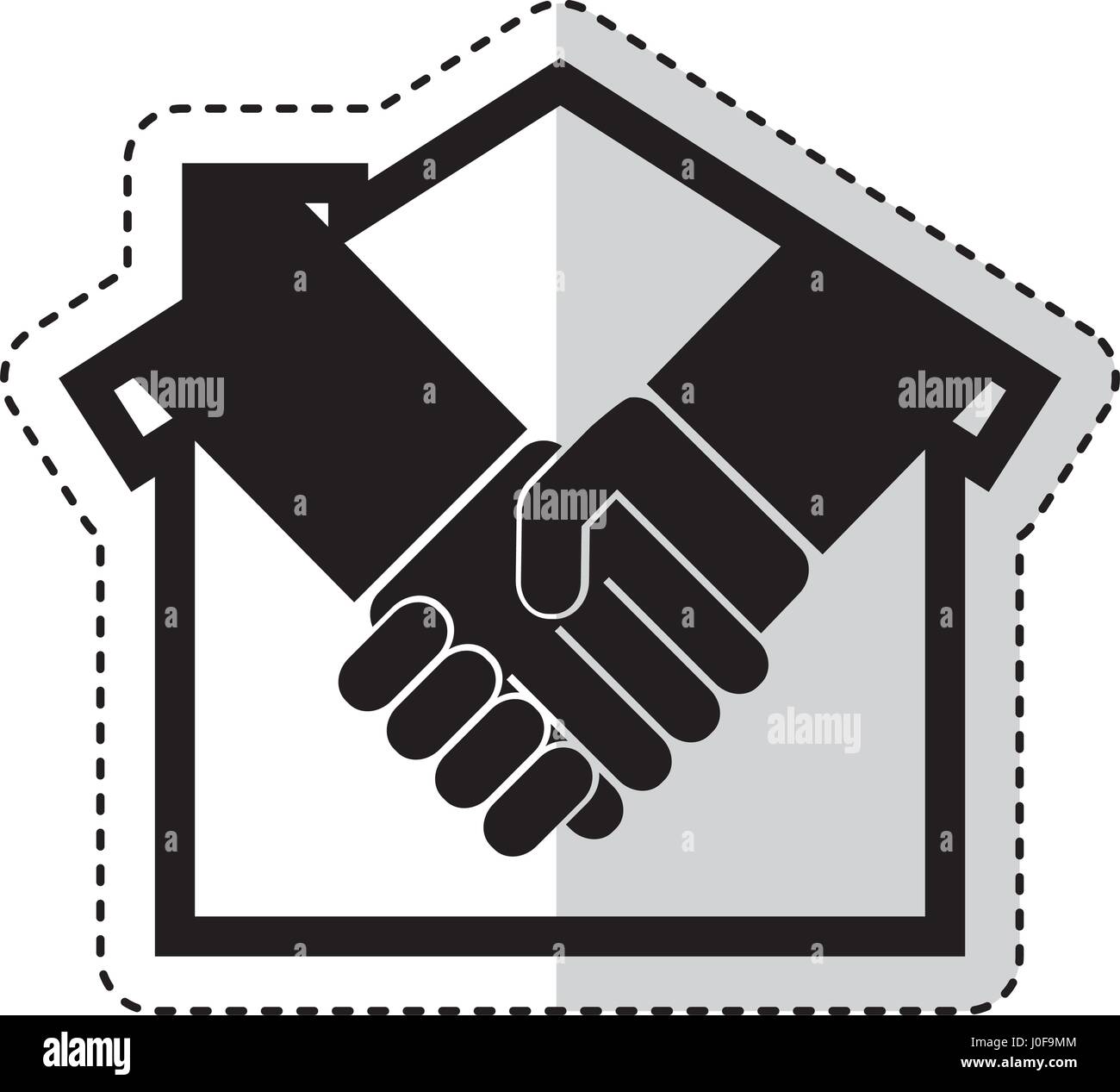 house silhouette with handshake isolated icon Stock Vector Image & Art ...