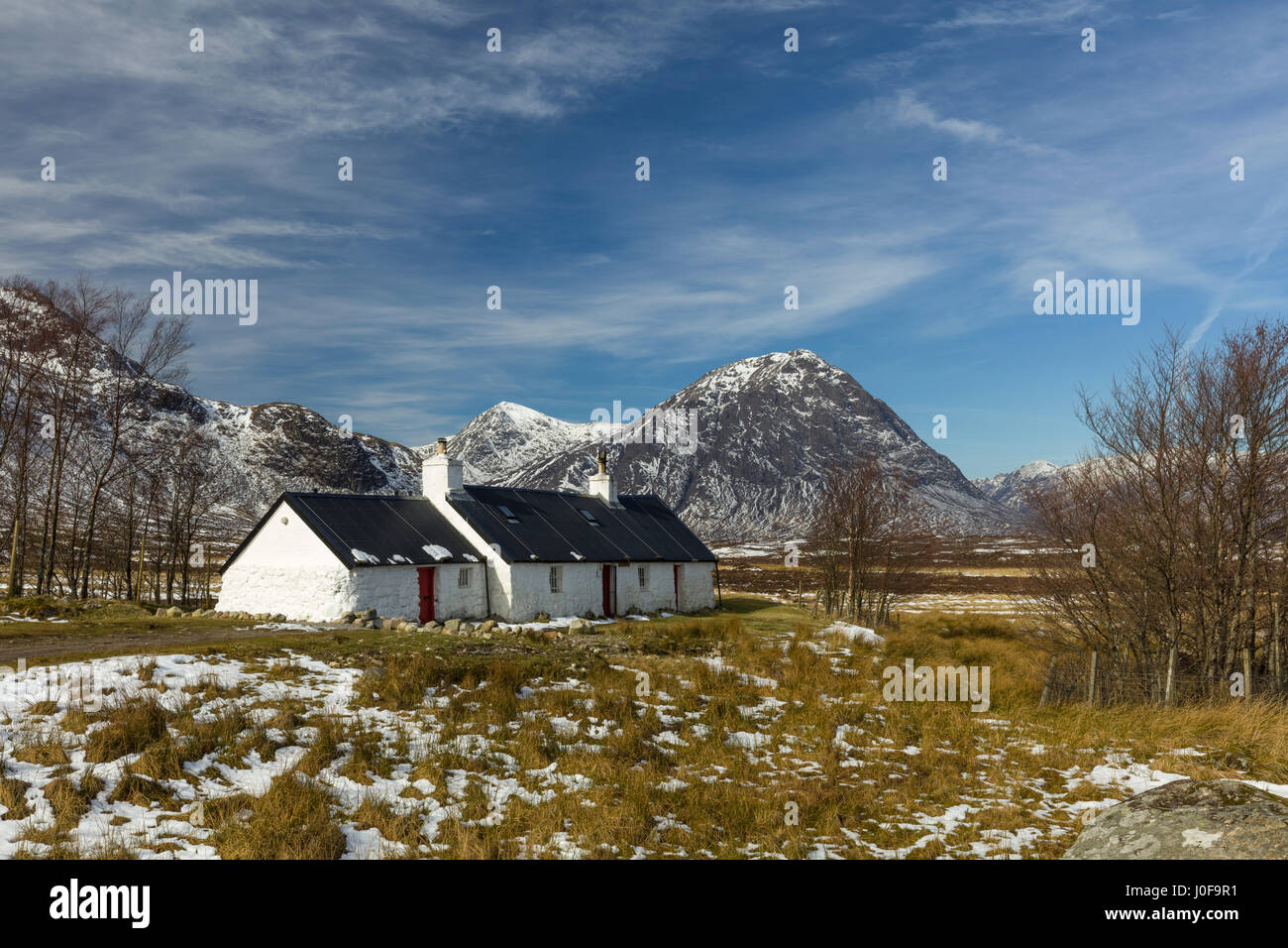 Black Rock Cottage and Buachaille Etive Mòr Glen Coe Scotland Stock ...