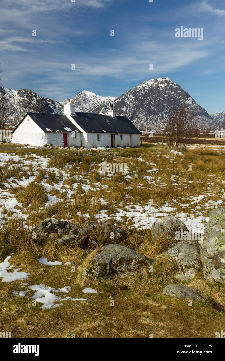 Black Rock Cottage and Buachaille Etive Mòr Glen Coe Scotland Stock ...