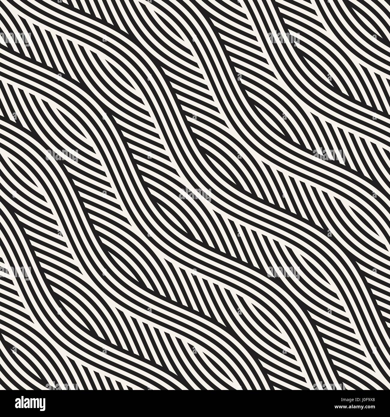 Abstract geometric pattern with wavy lines. Interlacing rounded stripes ...