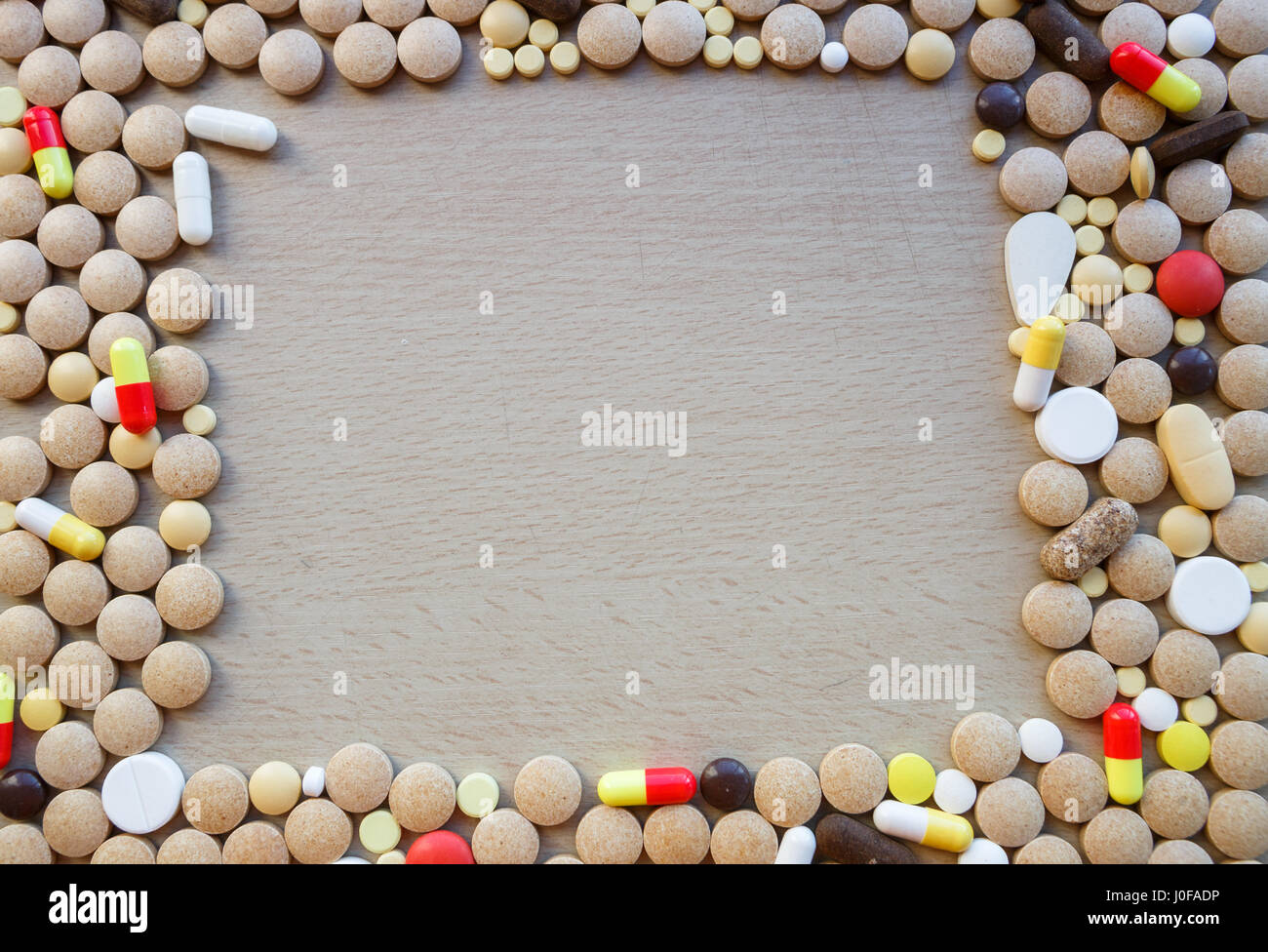 A lot of colorful medication and pills from above Stock Photo - Alamy