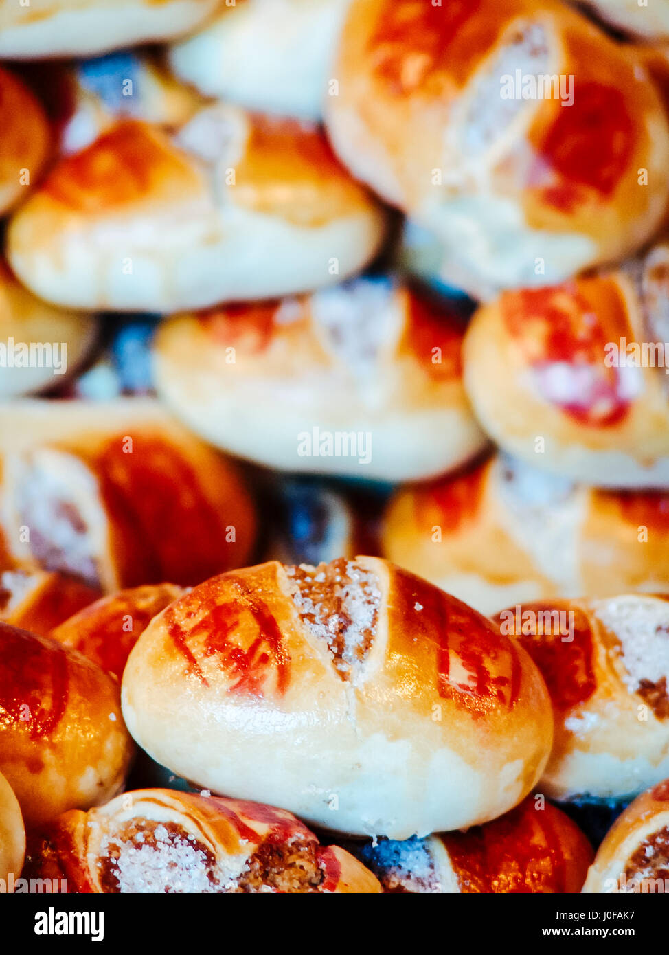 Chinese pastry, traditional bread in china town selling on the street ...