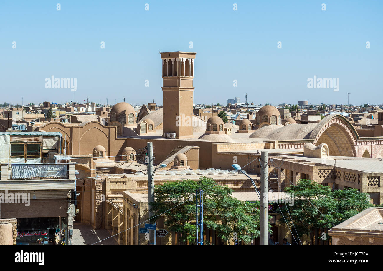 Wind catcher tower on the Old Town of Kashan city, capital of Kashan ...
