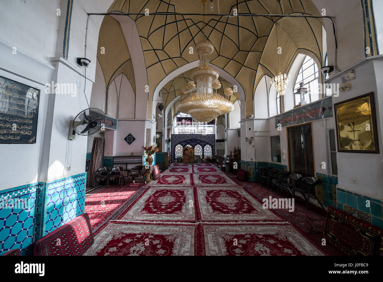 Interior of a Shia mosque on the Old Town in Kashan city, capital of ...