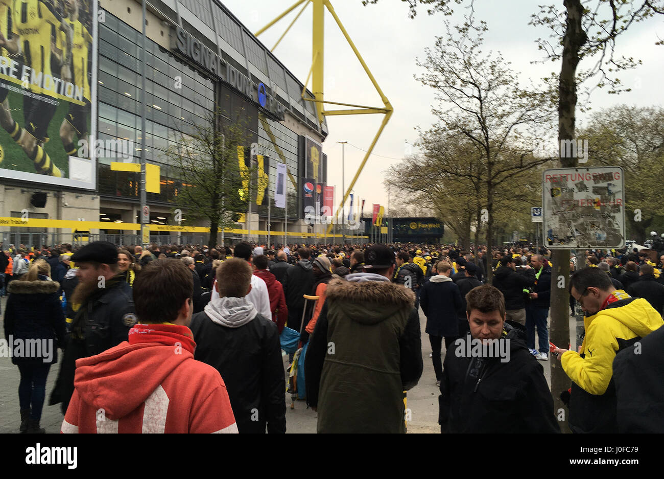 Fans arrive at Signal Iduna Park home of Borussia Dortmund Stock Photo ...