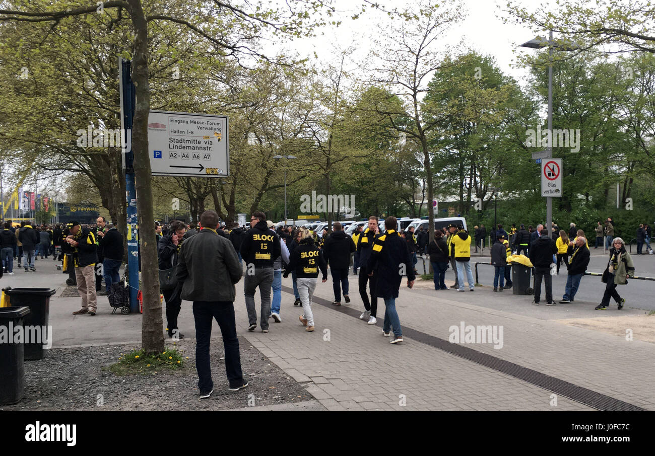 Fans arrive at Signal Iduna Park home of Borussia Dortmund Stock Photo ...