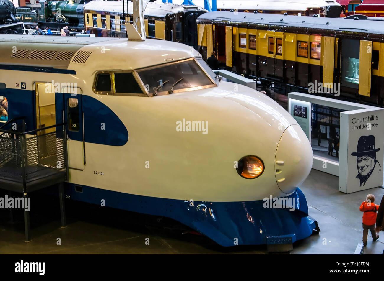 Exhibits in the National Railway Museum in York, Yorkshire England. The ...
