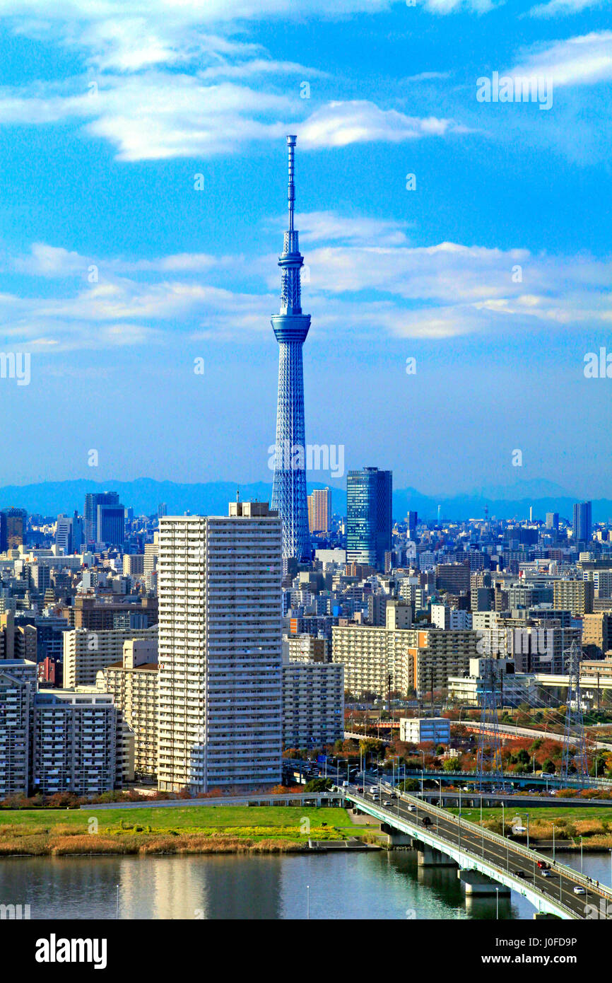 Tokyo Skytree View from Funabori Tower Edogawa Tokyo Japan Stock Photo ...