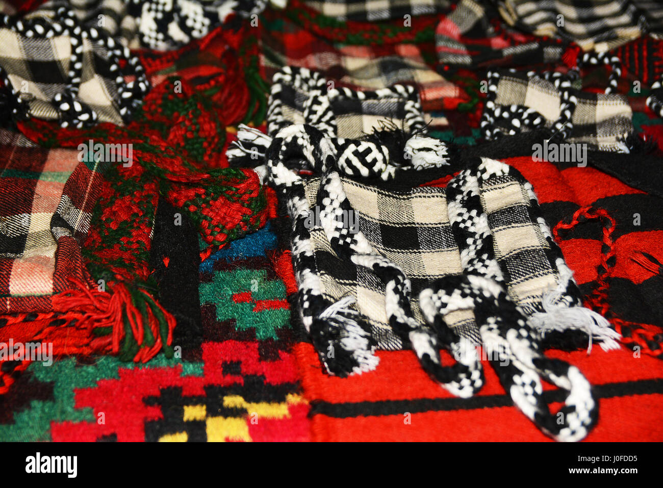 Old traditional romanian wool handmade things with ancient motifs Stock ...