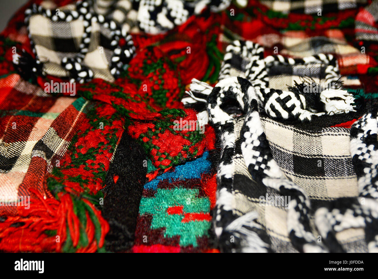 Old traditional romanian wool handmade things with ancient motifs Stock ...