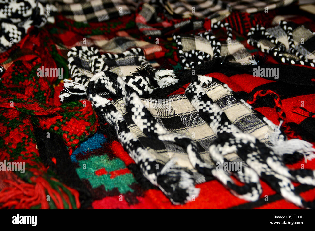 Old traditional romanian wool handmade things with ancient motifs Stock ...
