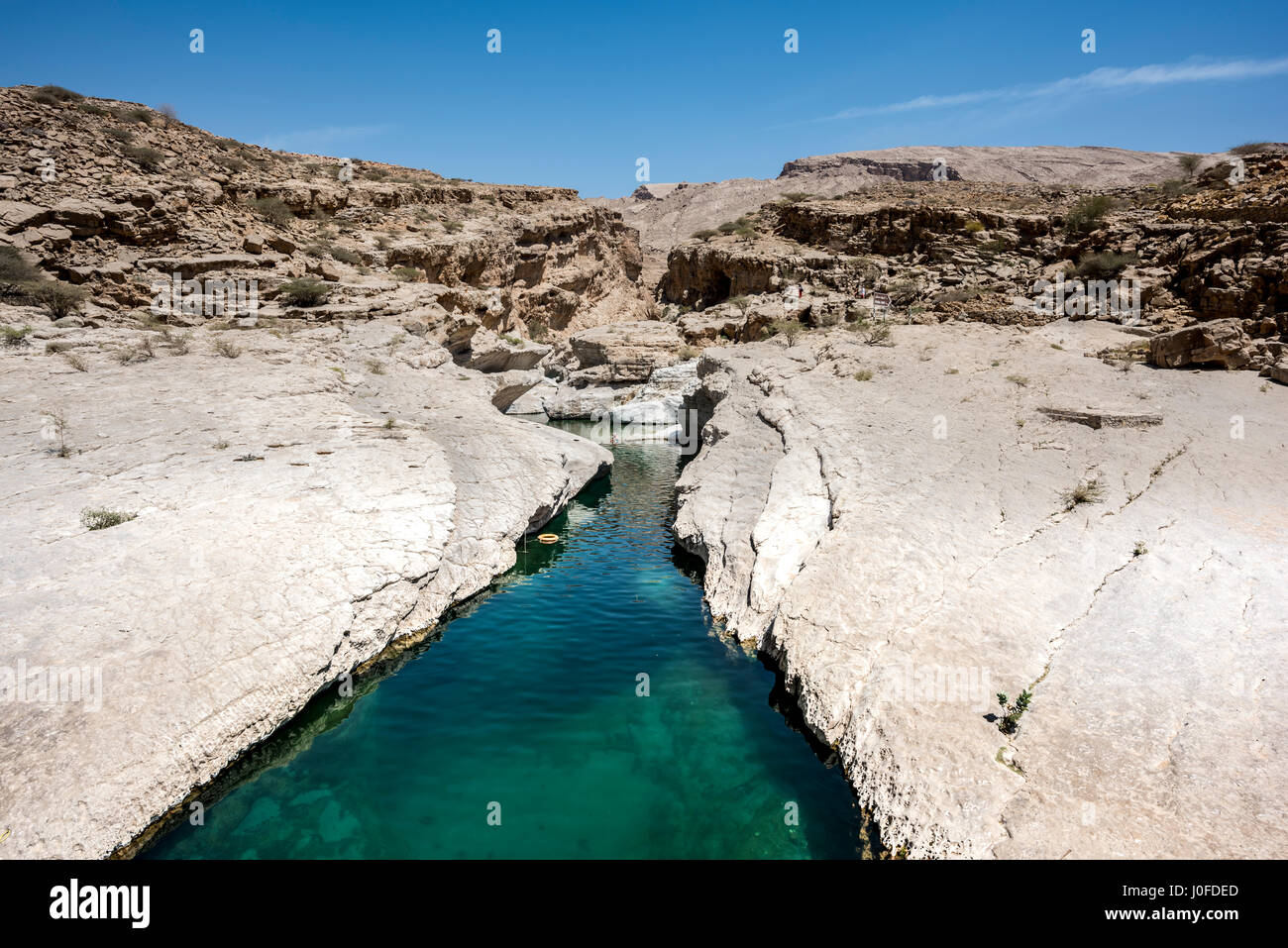 turquoise water of Wadi Bani Khalid in the sultanate of Oman, one of ...
