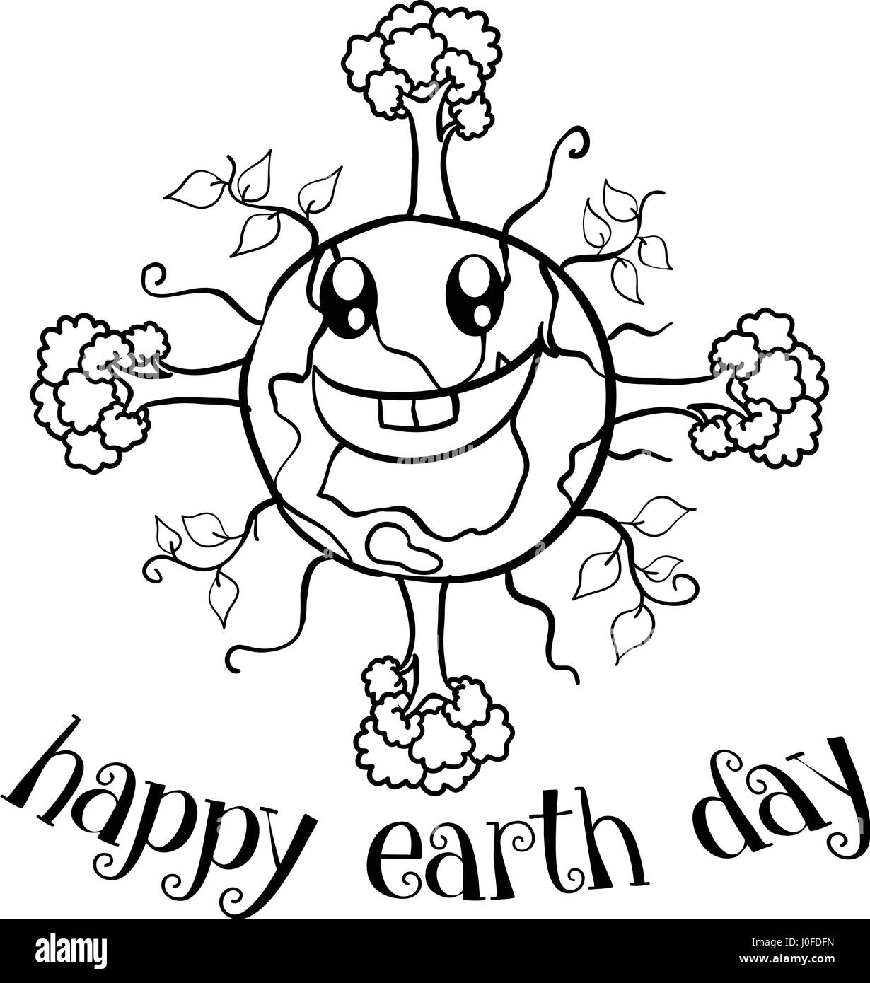 Happy Earth Day with tree on world Stock Vector Image & Art - Alamy
