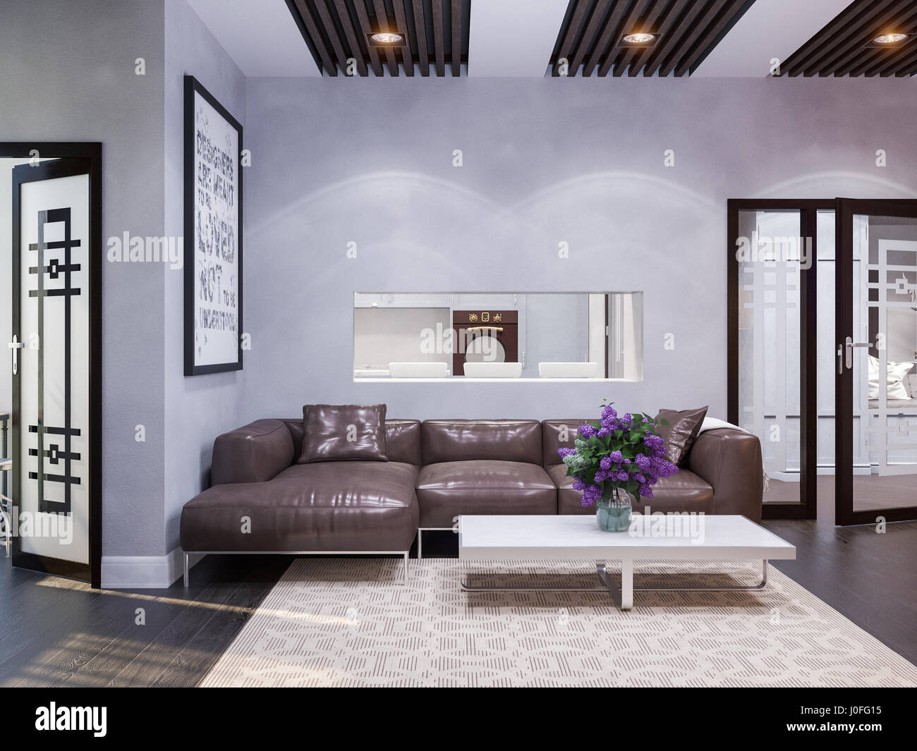 3d render of the interior design of a living room Stock Photo - Alamy