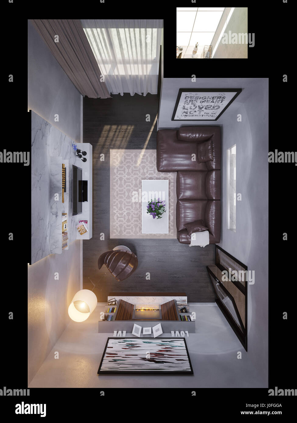 Interior 3d top view hi-res stock photography and images - Alamy