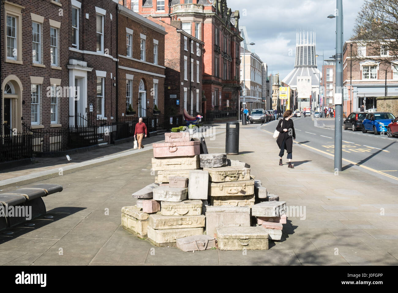 Luggage,statue,sculpture,Hope Street,Liverpool,Merseyside,England ...