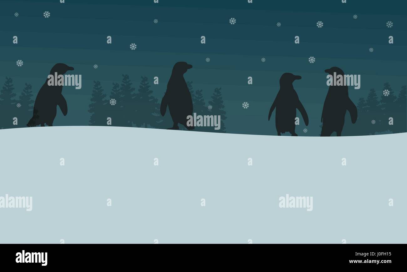 Penguin at night scenery silhouettes Stock Vector Image & Art - Alamy