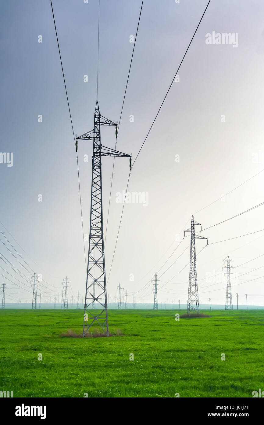 Electricity pylon and grass hi-res stock photography and images - Alamy