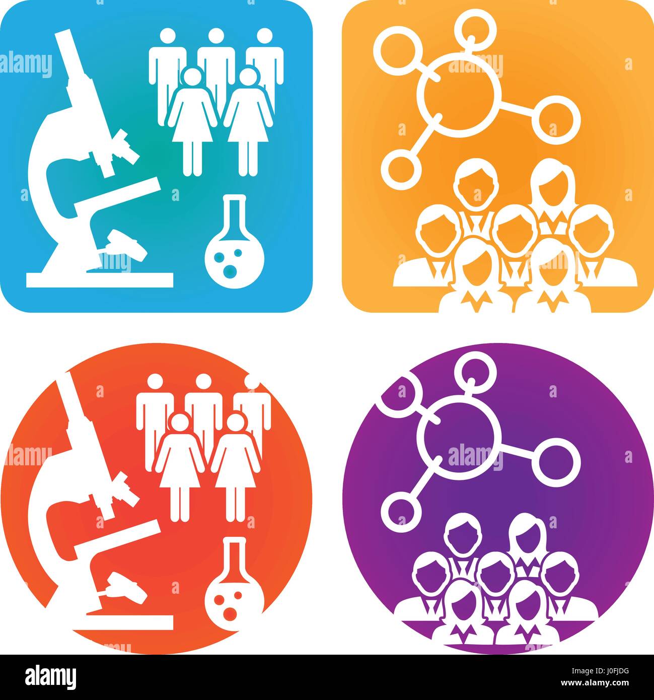 Medical Healthcare Icons w/ People Charting Disease or Scientific ...
