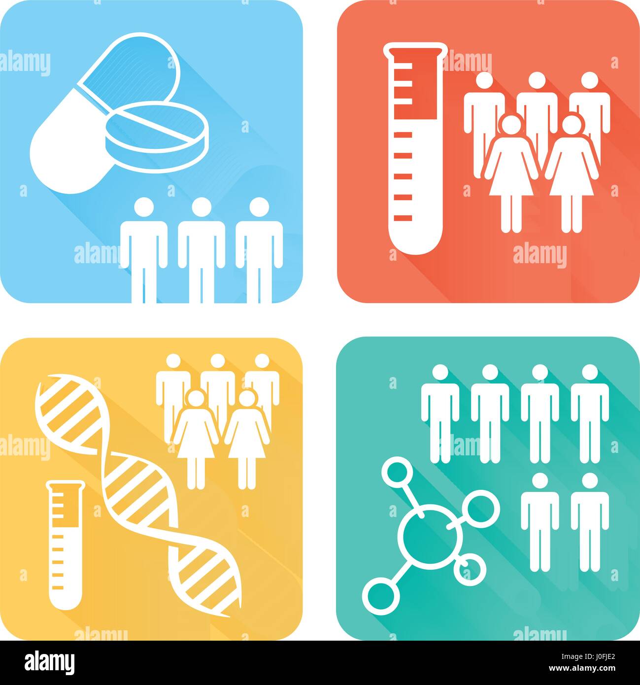 Medical Healthcare Icons w/ People Charting Disease or Scientific ...