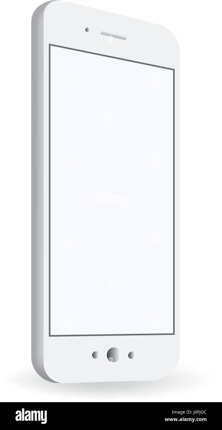 Angled smart phone - black and white with shadow and perspective Stock ...