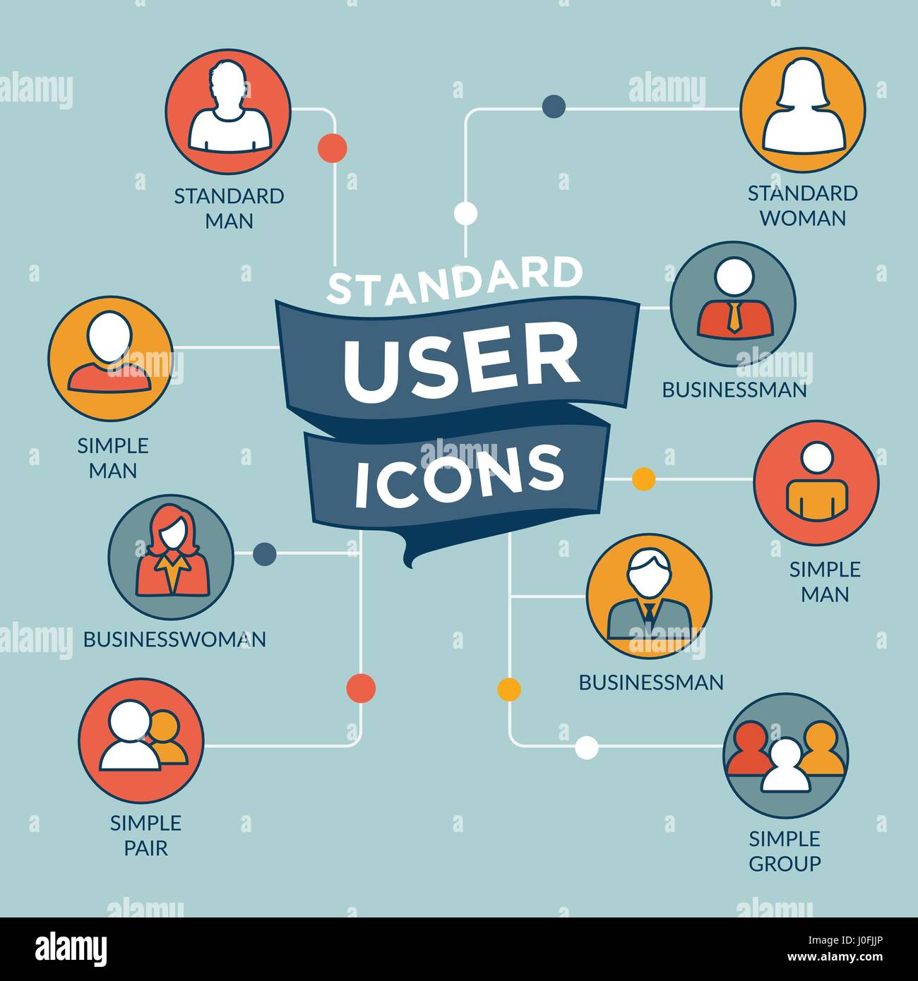 Standard User Icon Set with Men, Women, and Multiple People Stock ...