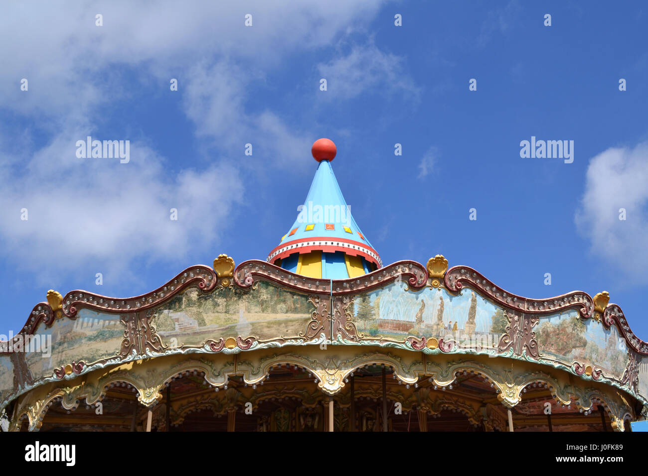 Closeup of a carousel in a funfair Stock Photo - Alamy