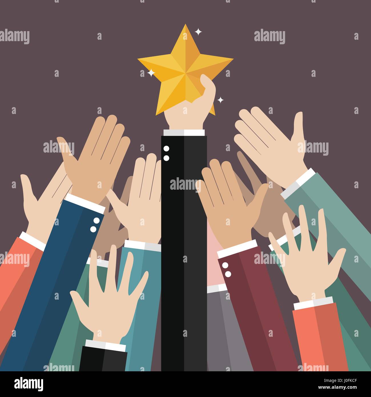 Group of hand reaching for the star. Vector illustration Stock Vector ...