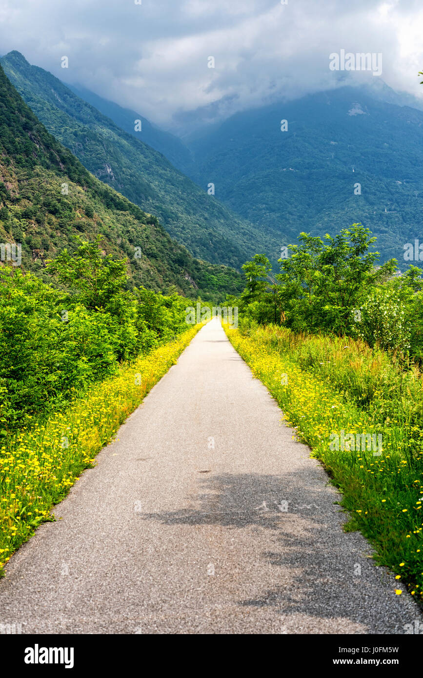 The path for pedestrian anc bicycle known as Sentiero Valtellina near ...