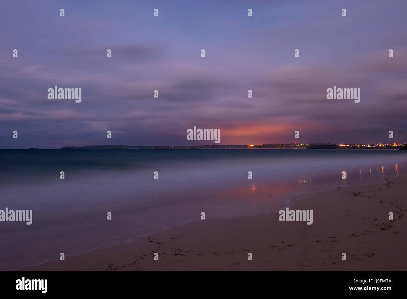 Sunset on the beach at St. Ives, Cornwall, Engalnd Stock Photo - Alamy