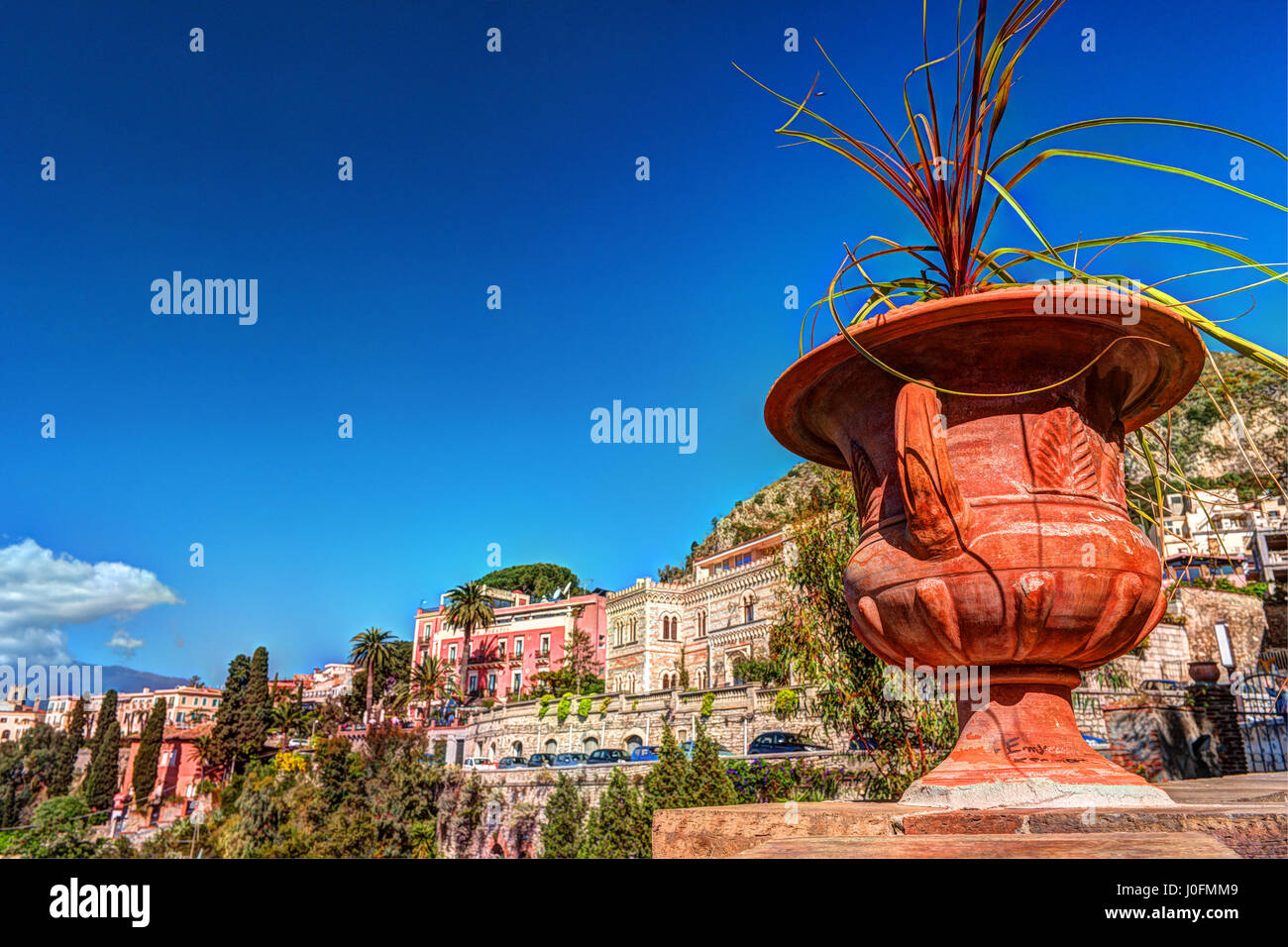 View of Taormina - famous resort in Sicily, Italia Stock Photo - Alamy