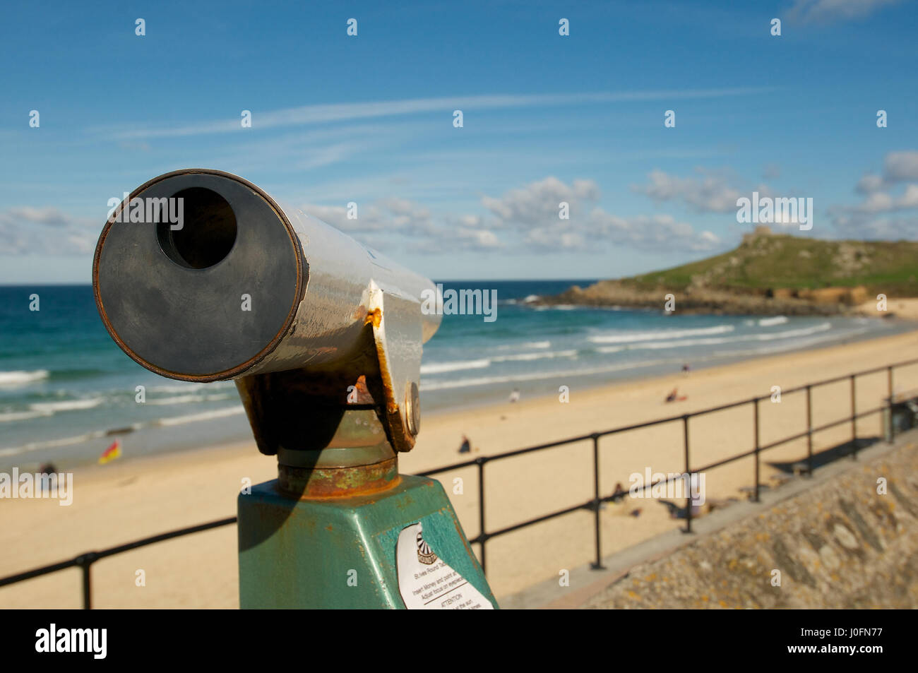 Telescope on the beach at St. Ives, Cornwall, England Stock Photo - Alamy