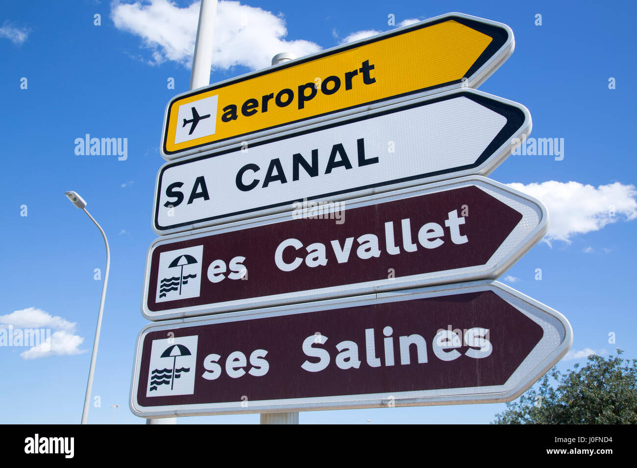 Cavallet and Salines Beaches Direction Sign, Ibiza, Spain Stock Photo ...