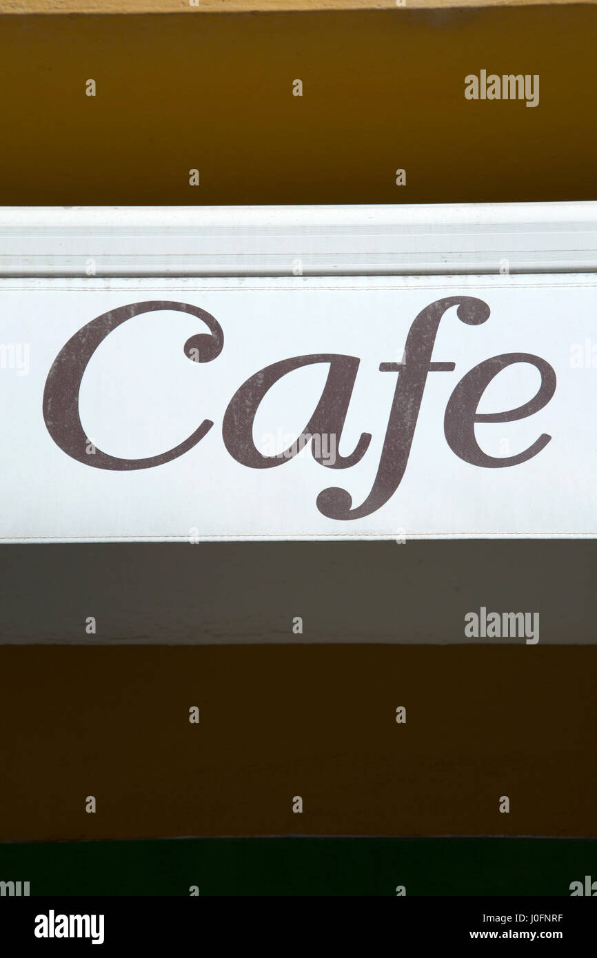 Cafe Sign on Wall Facade Stock Photo - Alamy