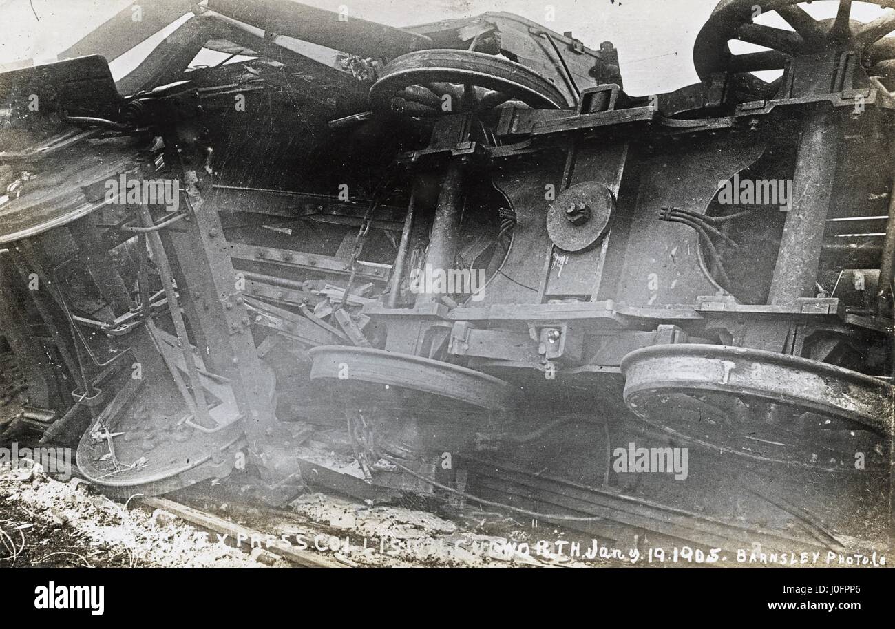 Scotch Express collision, Cudworth, 19 January 1905, the wheels of the ...