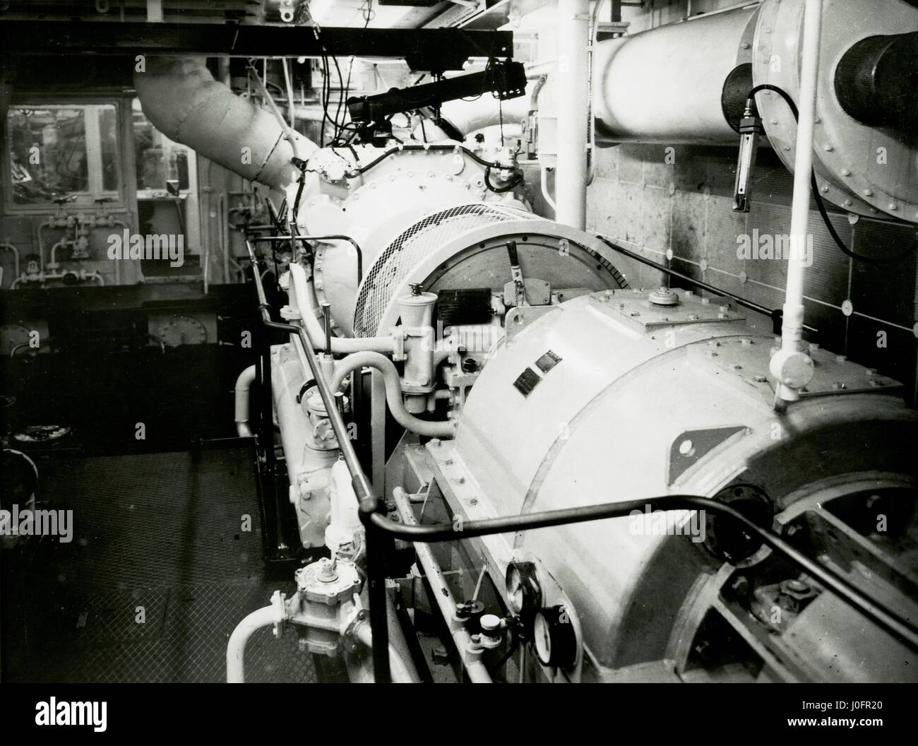 Bass Trader engine room. Deltic engine ferry, between Melbourne and ...