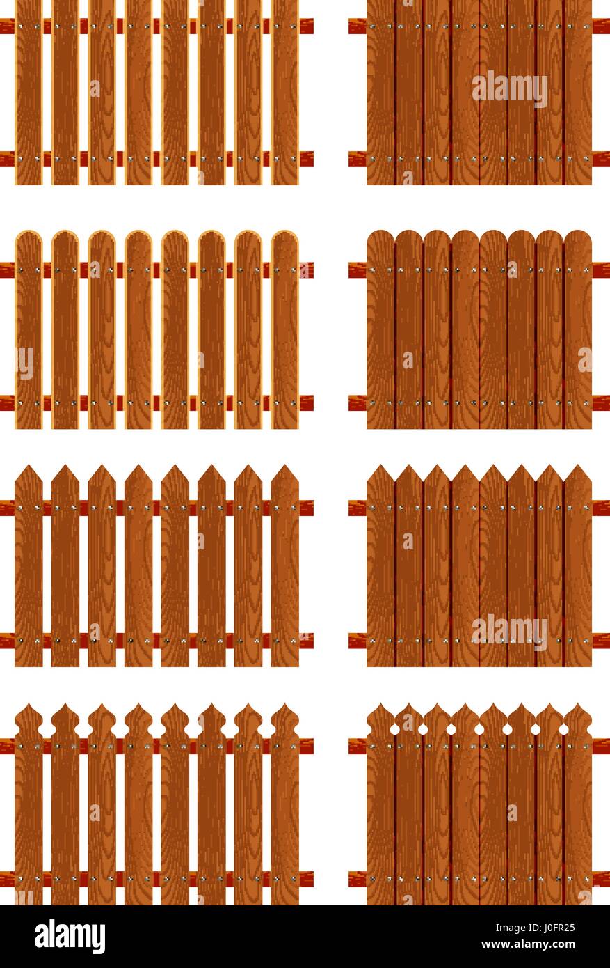 Set of wooden fences sections of different forms Stock Vector Image ...