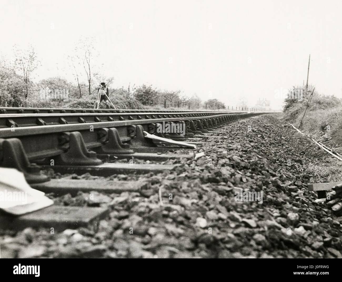 Section of railway track showing cyclic variation in cant Stock Photo ...