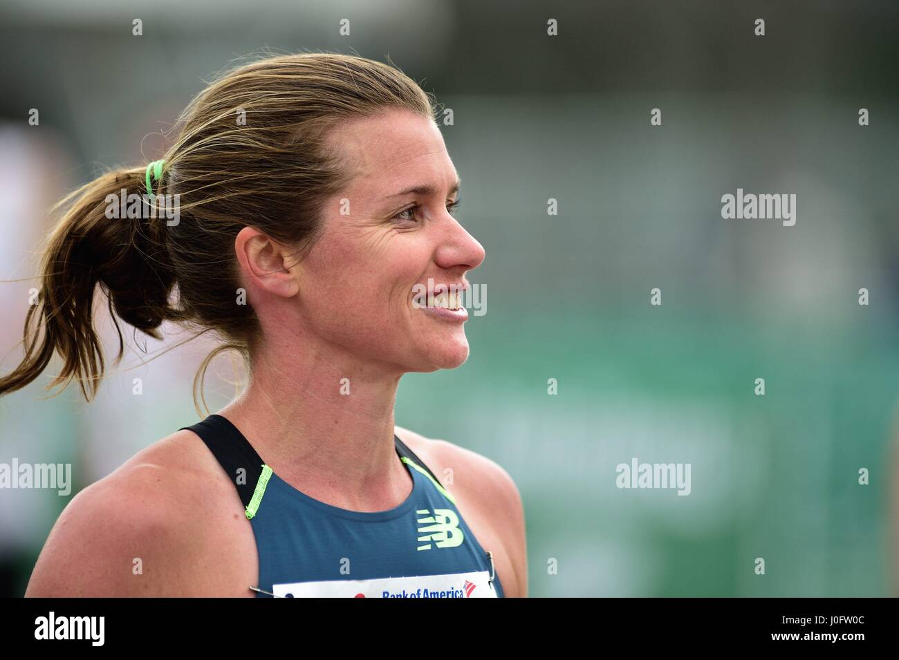 American Kim Conley after she crossed the finish line to win the women ...