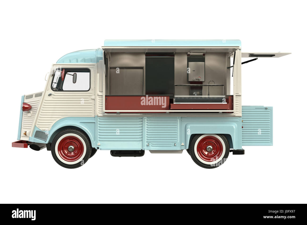 Food truck eatery, side view Stock Photo - Alamy