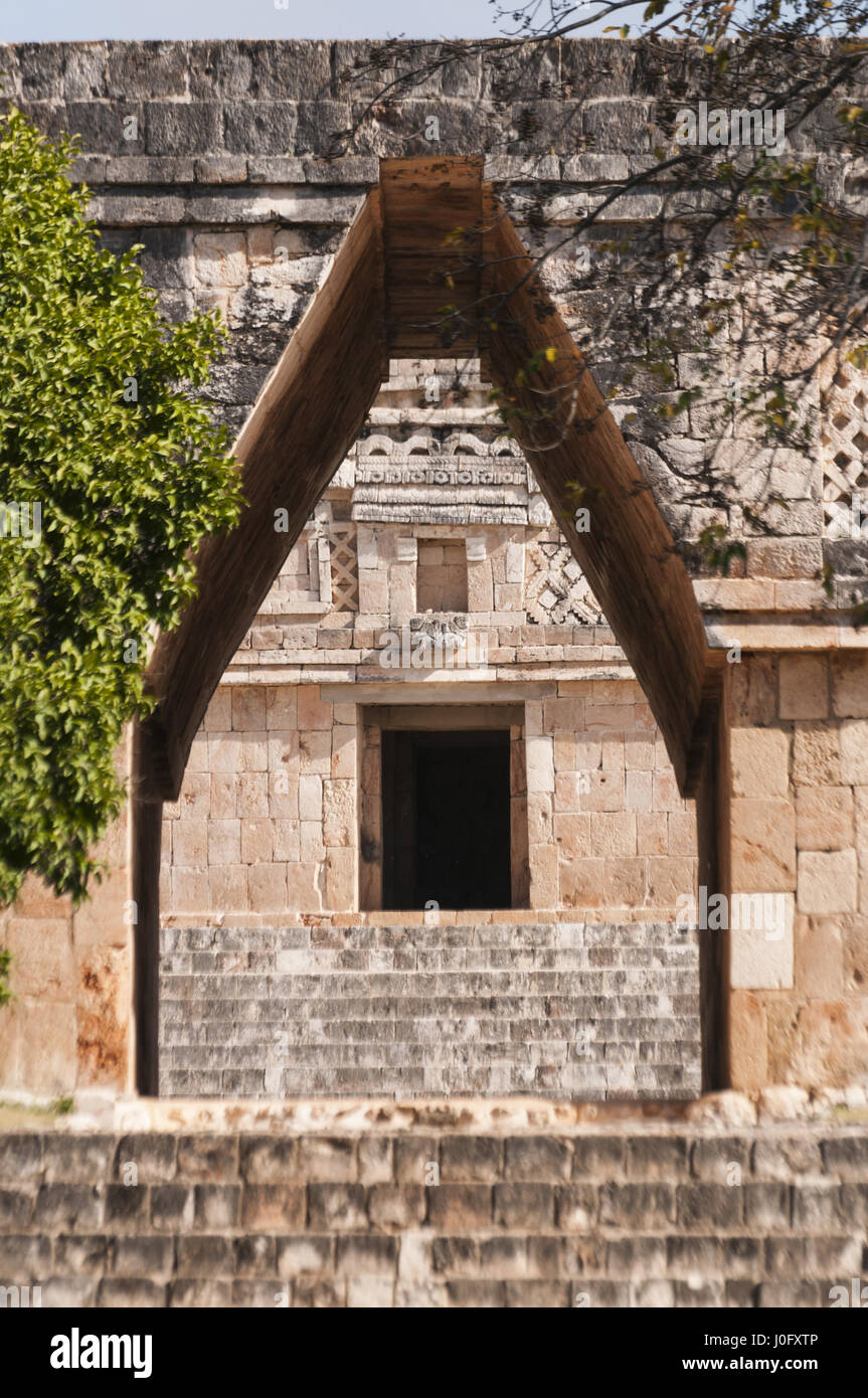 Mexico, Yucatan, Uxmal Mayan site, Nuns' Quadrangle, corbelled entry ...