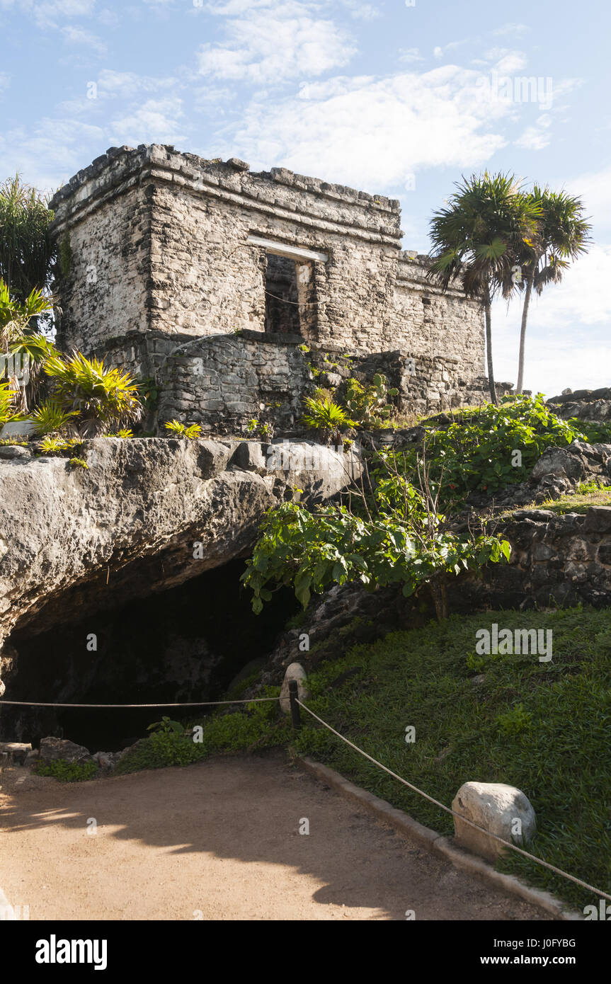 Mexico, Yucatan, Quintana Roo, Tulum Mayan site, Casa del Cenote Stock ...