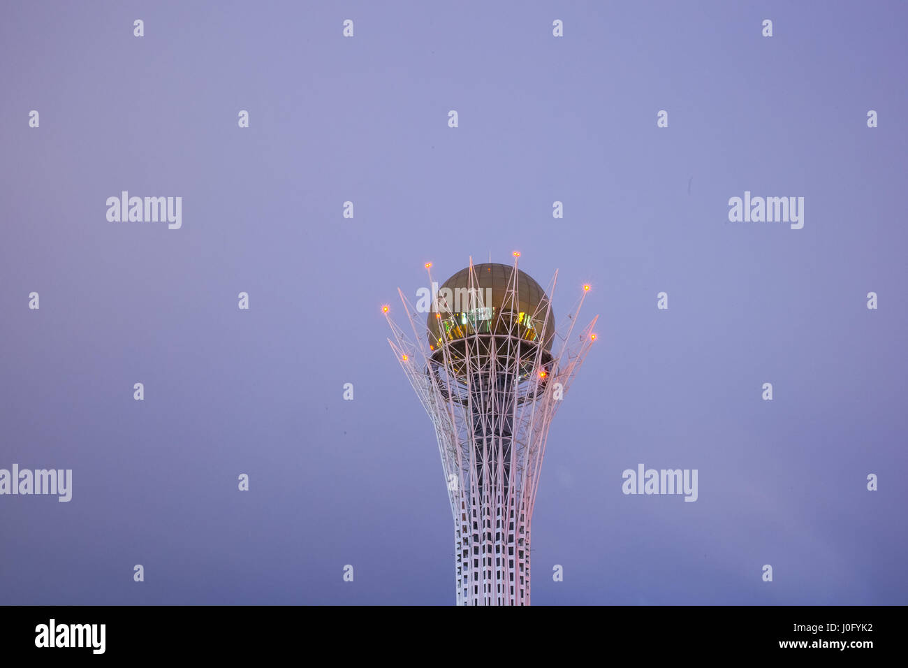 The Baiterek monument in Astana, capital of Kazakhstan. Rain in the ...