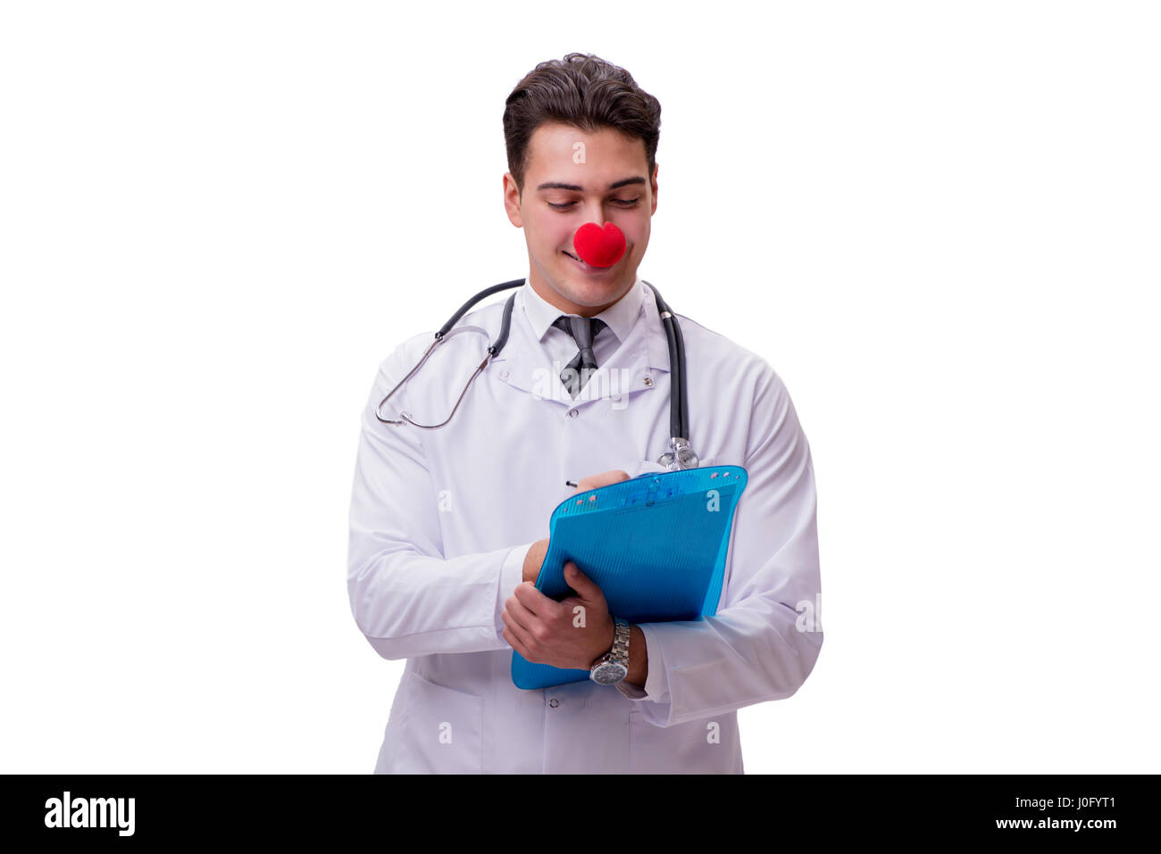Funny clown doctor isolated on the white background Stock Photo - Alamy