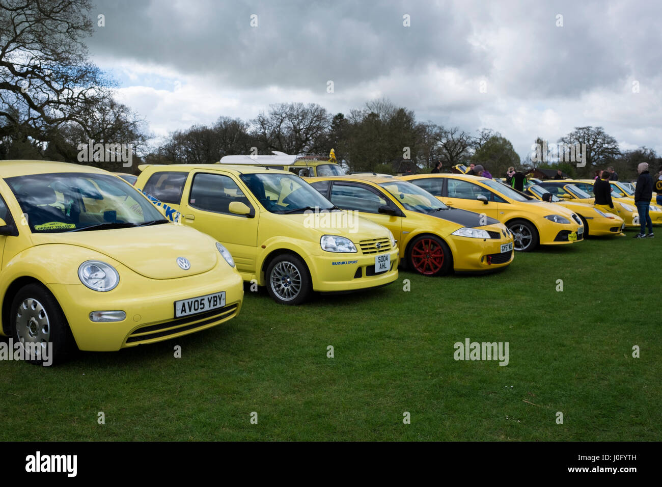 Bibury Yellow Car Convoy in support of Peter Maddox Stock Photo - Alamy