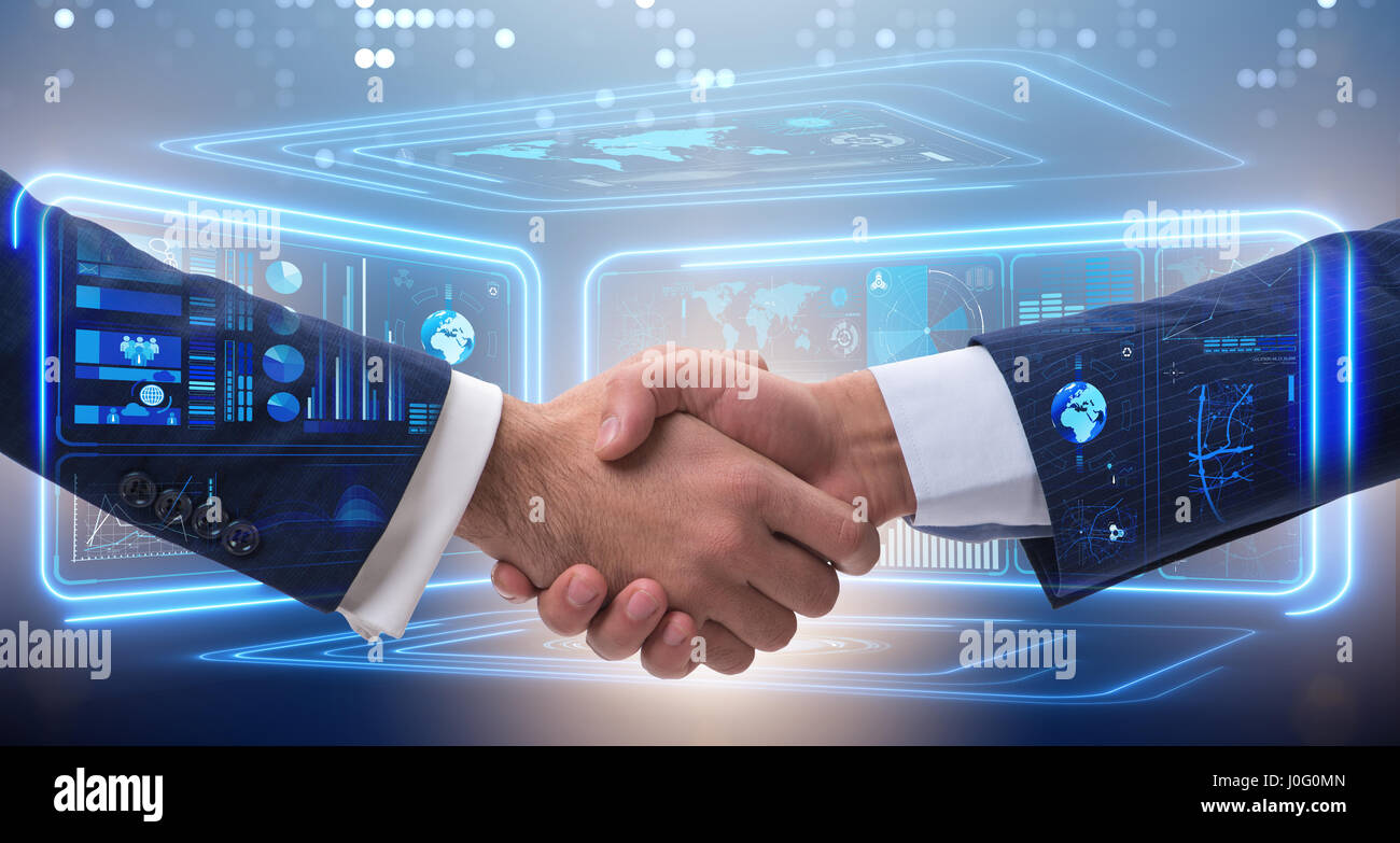 Handshake concept - business metaphor illustration Stock Photo - Alamy