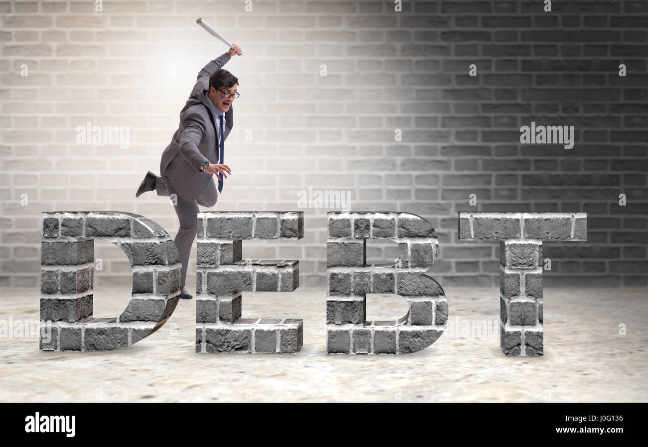 Angry man with baseball bat debt burden Stock Photo - Alamy