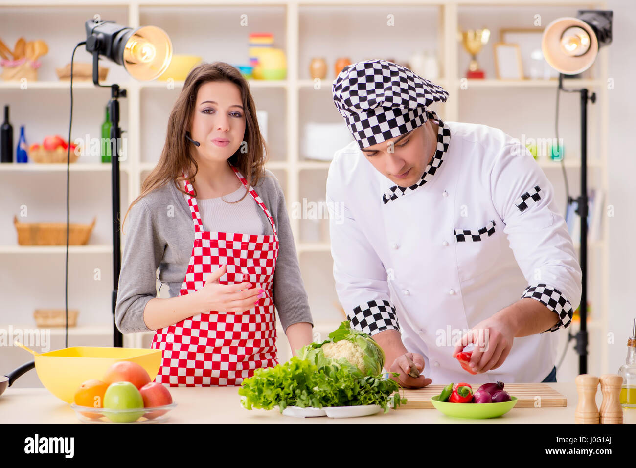 Food cooking tv show in the studio Stock Photo - Alamy