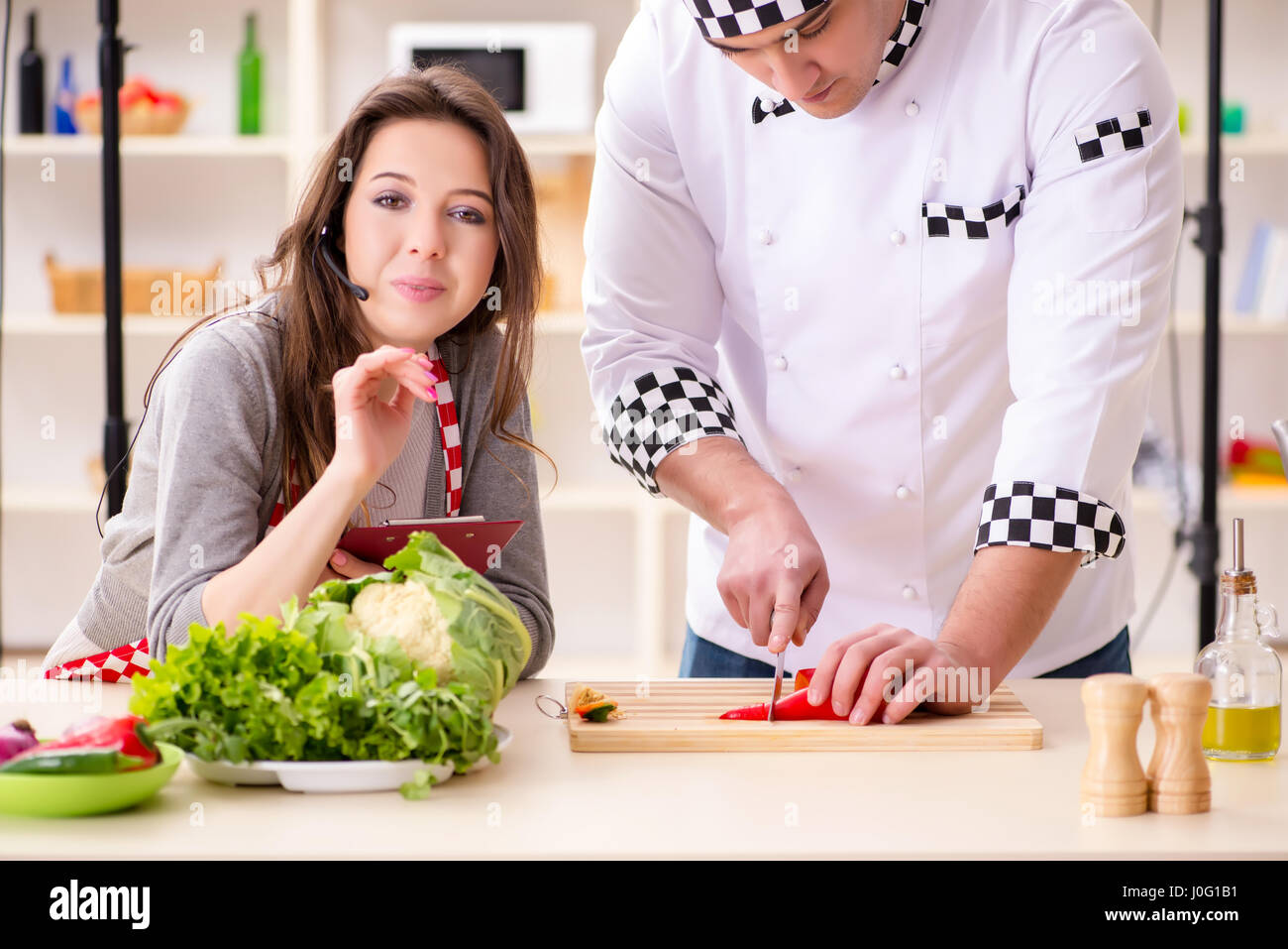 Food cooking tv show in the studio Stock Photo - Alamy